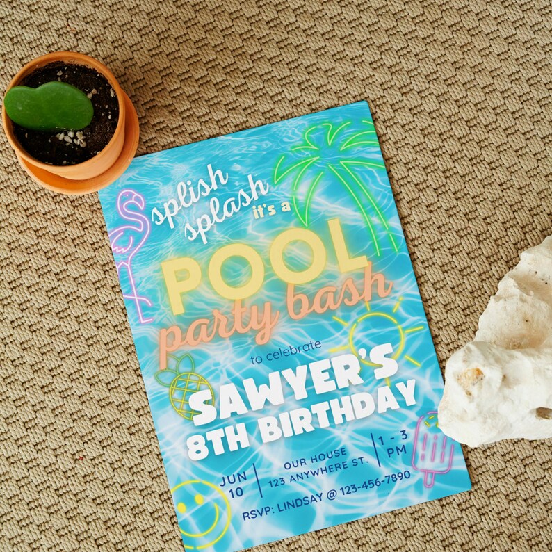 Editable Pool Party Invitation, Printable Pool Party Invite, Summer ...