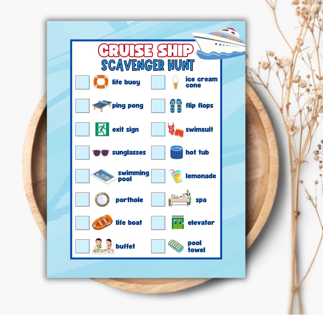 Cruise Ship Scavenger Hunt, Printable Cruise Treasure Hunt, Kids Cruise ...