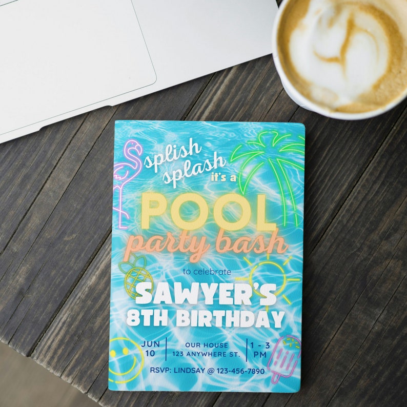 Editable Pool Party Invitation, Printable Pool Party Invite, Summer ...