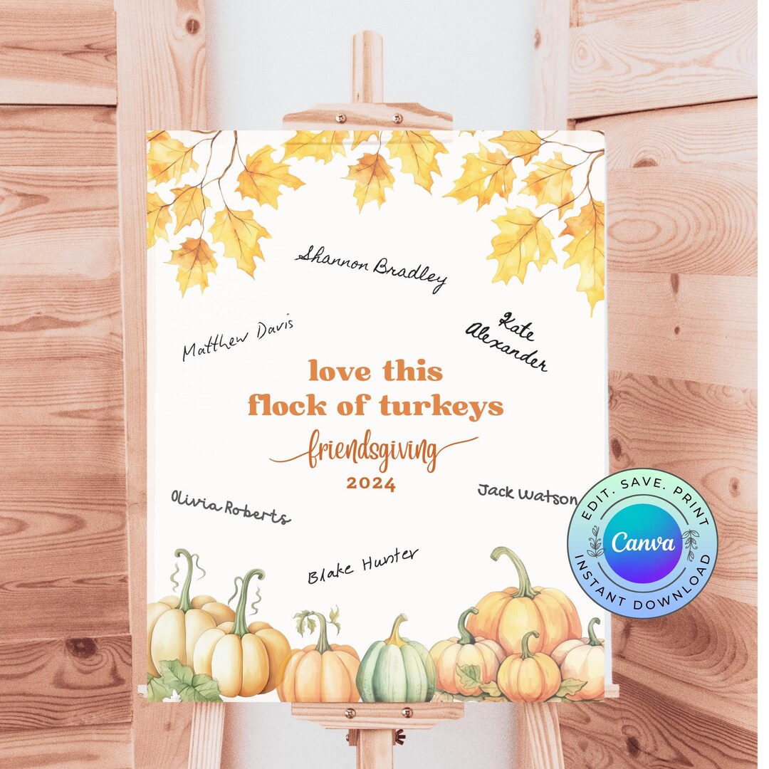 Friendsgiving Guest Board • Friendsgiving Signature Poster ...
