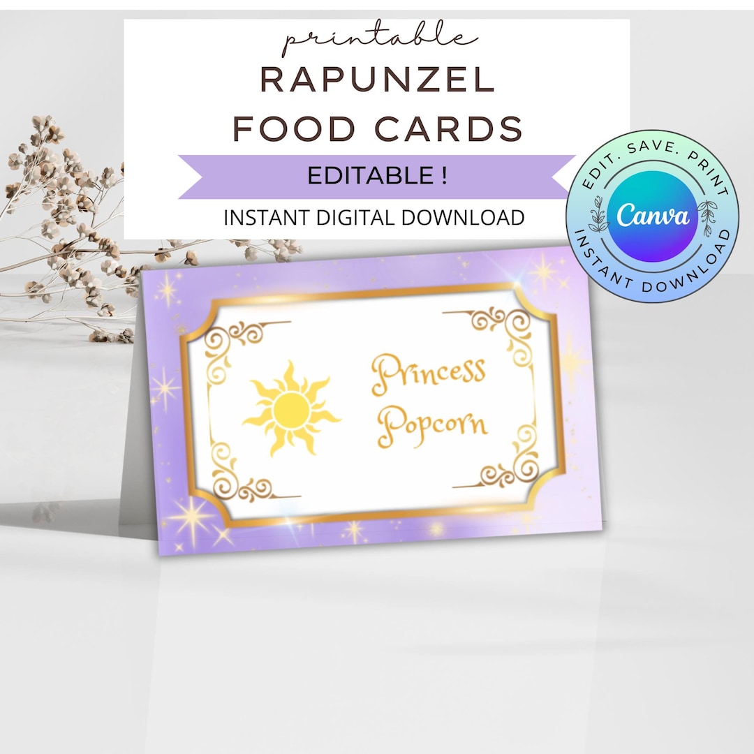 Rapunzel Food Cards, Editable Rapunzel Food Labels, Printable Rapunzel ...