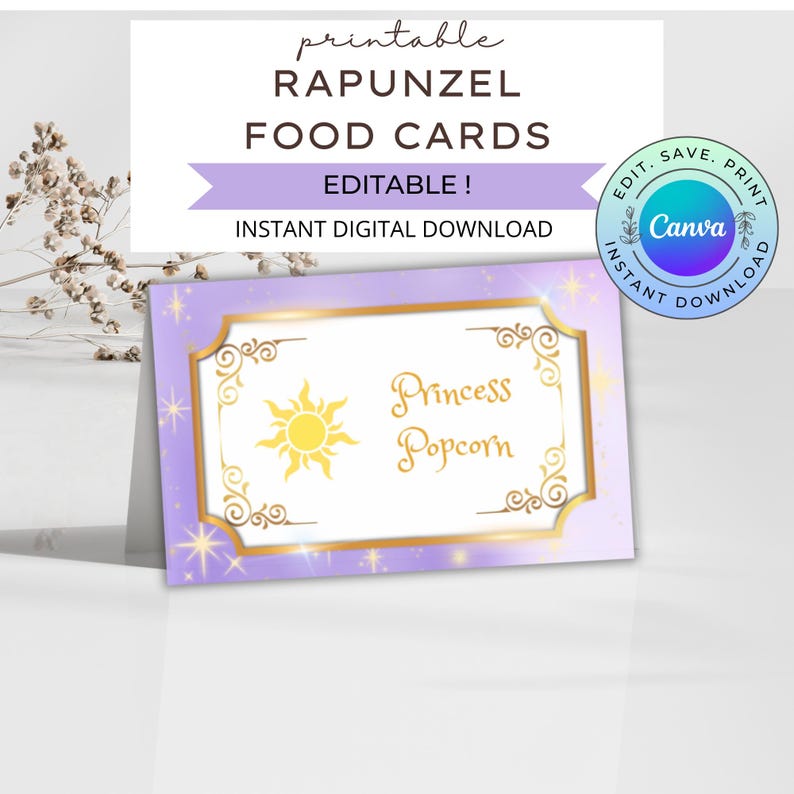 Rapunzel Food Cards, Editable Rapunzel Food Labels, Printable Rapunzel ...
