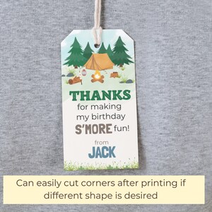 Editable Camping Party Favor Tag, Printable Camping Birthday Thank You ...