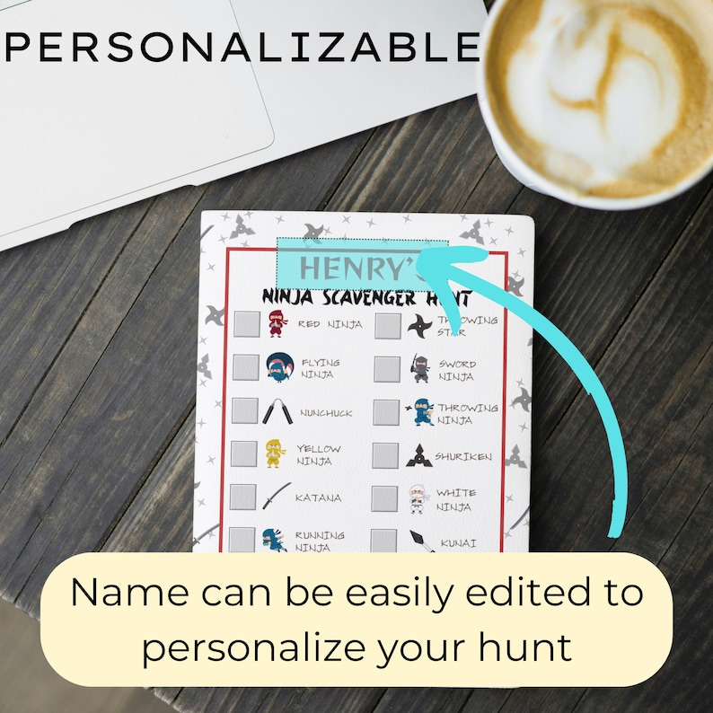 Personalizable Ninja Scavenger Hunt, Ninja Party Activity, Printable ...