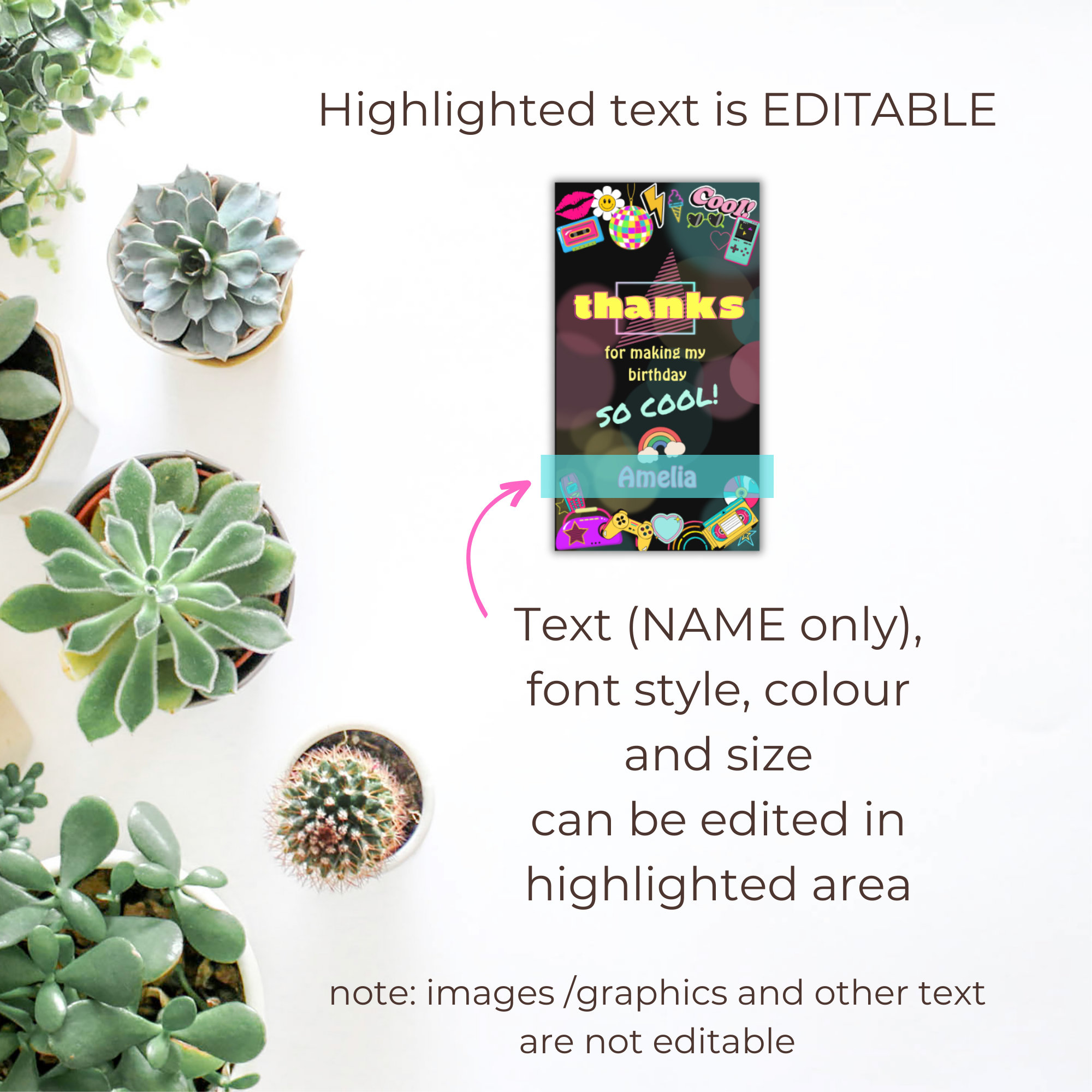 Editable 90s Favor Tag, Printable 90s Birthday Thank You Tag, Printable ...