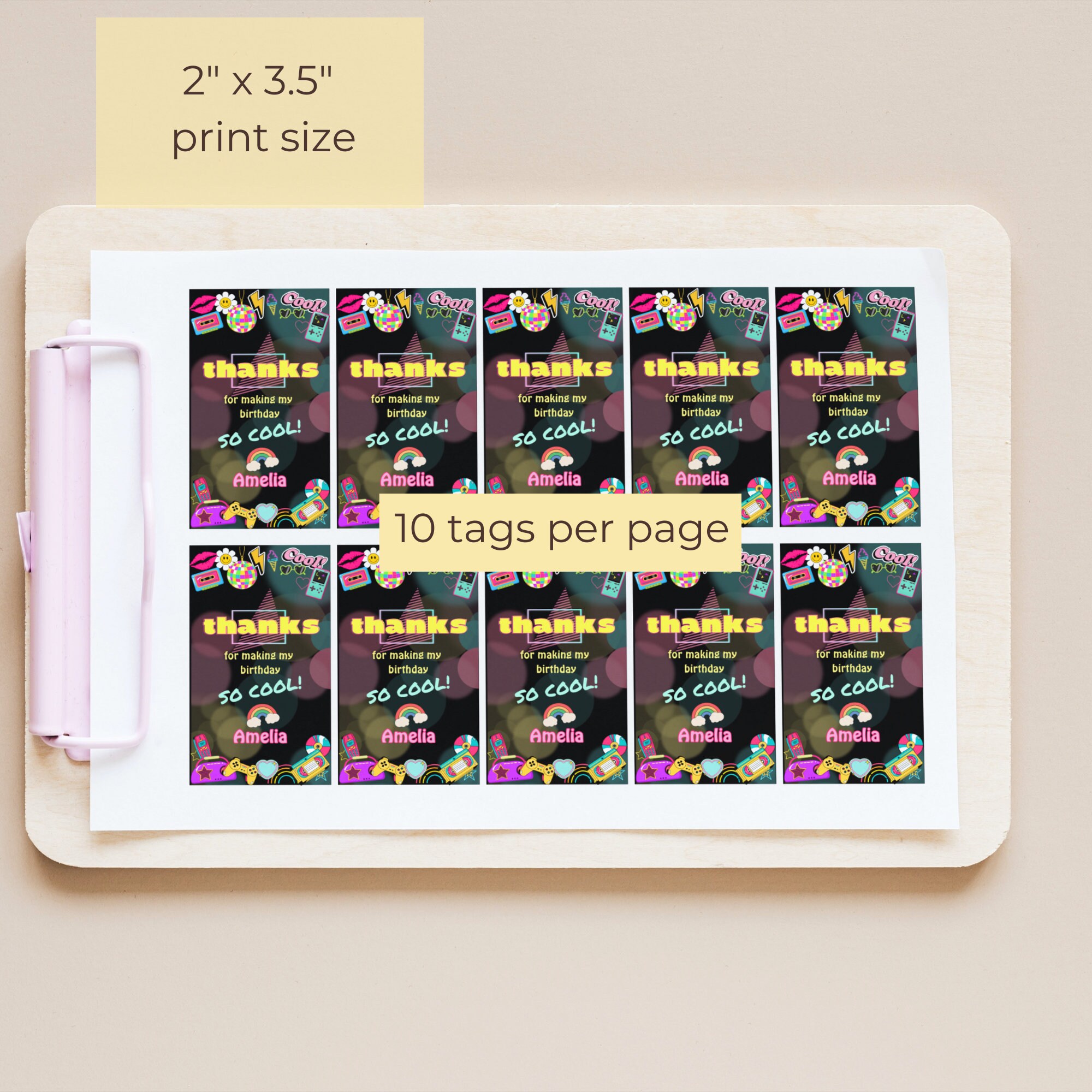 Editable 90s Favor Tag, Printable 90s Birthday Thank You Tag, Printable ...