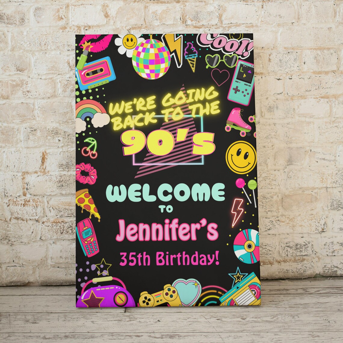 Editable 90s Birthday Welcome Sign, Retro Party Decor (digital Download ...