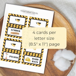 Editable Construction Birthday Food Cards, Construction Party Food ...