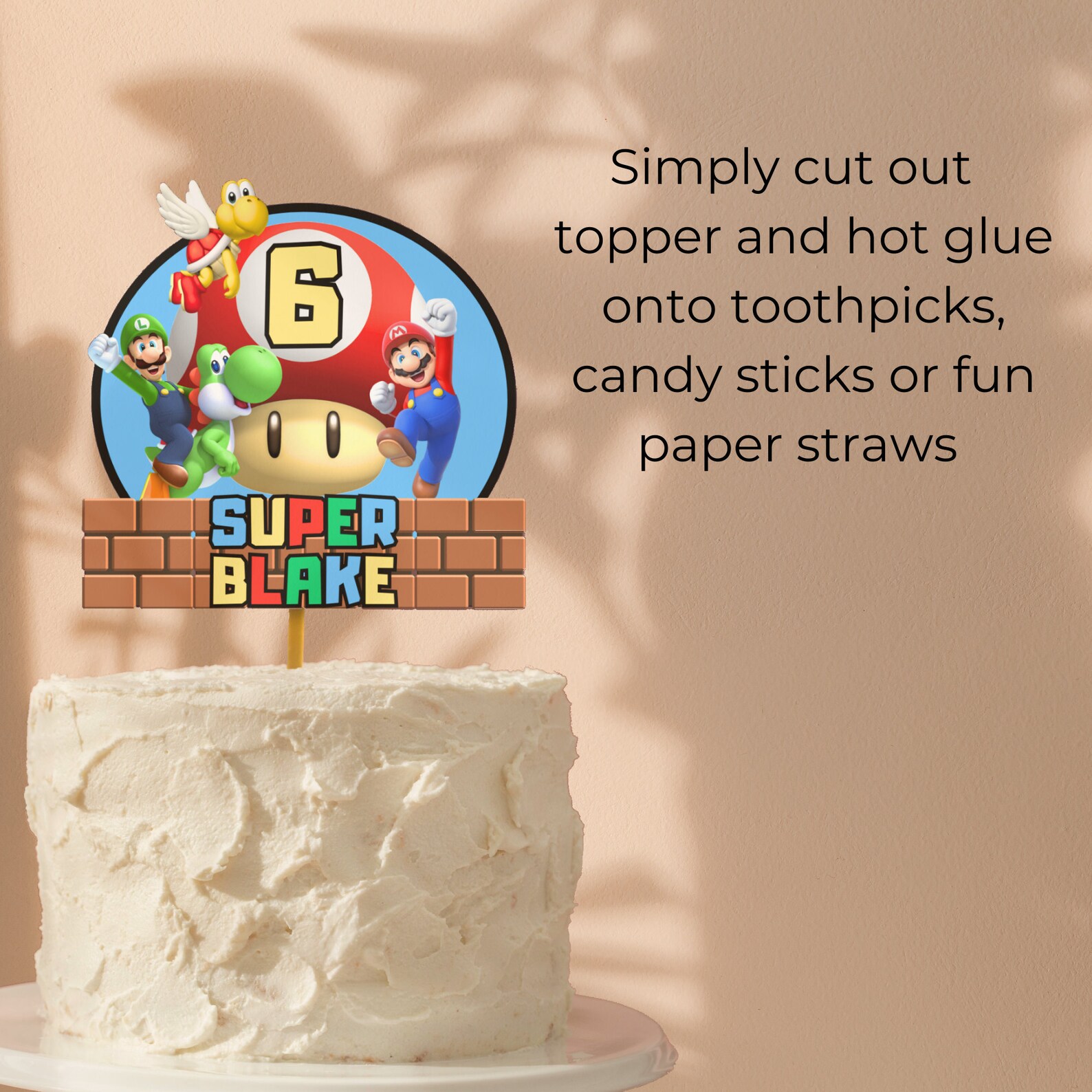 Editable Mario Cake Topper, Printable Mario Birthday Cake Topper ...