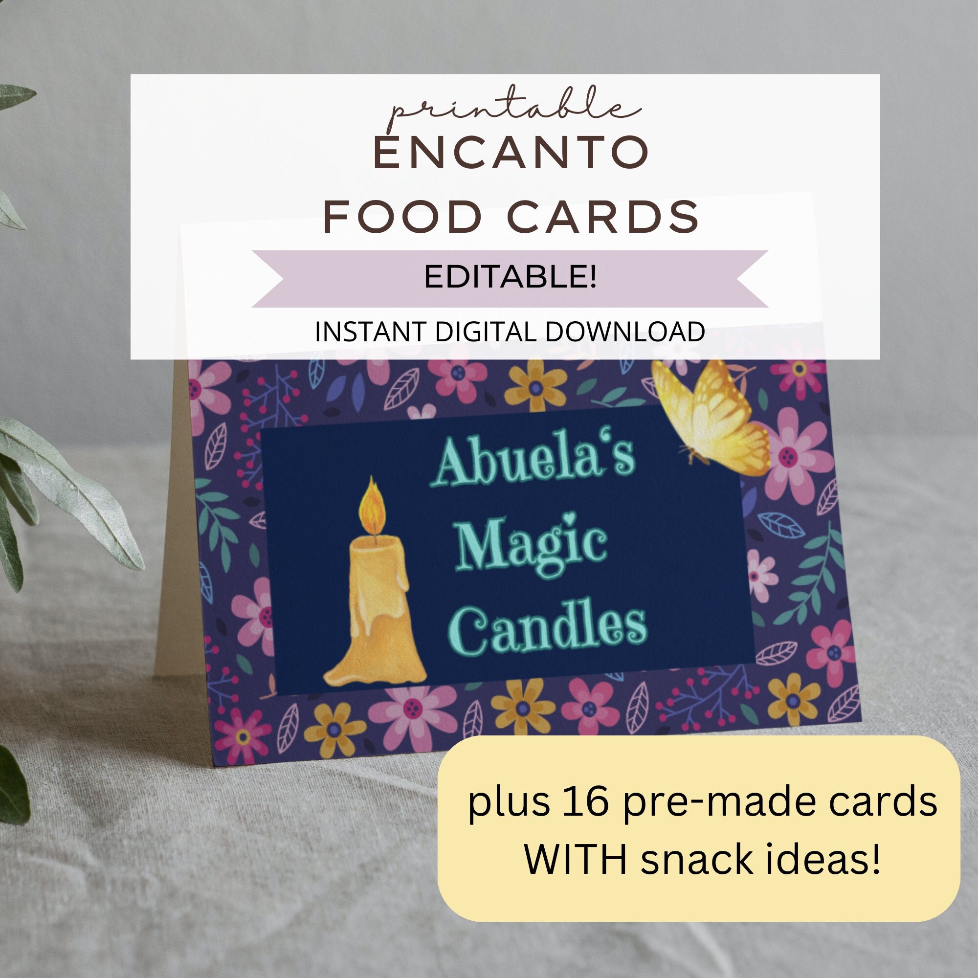 Editable Encanto Food Cards, Printable Encanto Food Label Cards ...