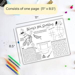 Personalizable Wizard Party Activity Sheet, Wizard Coloring Placemat ...