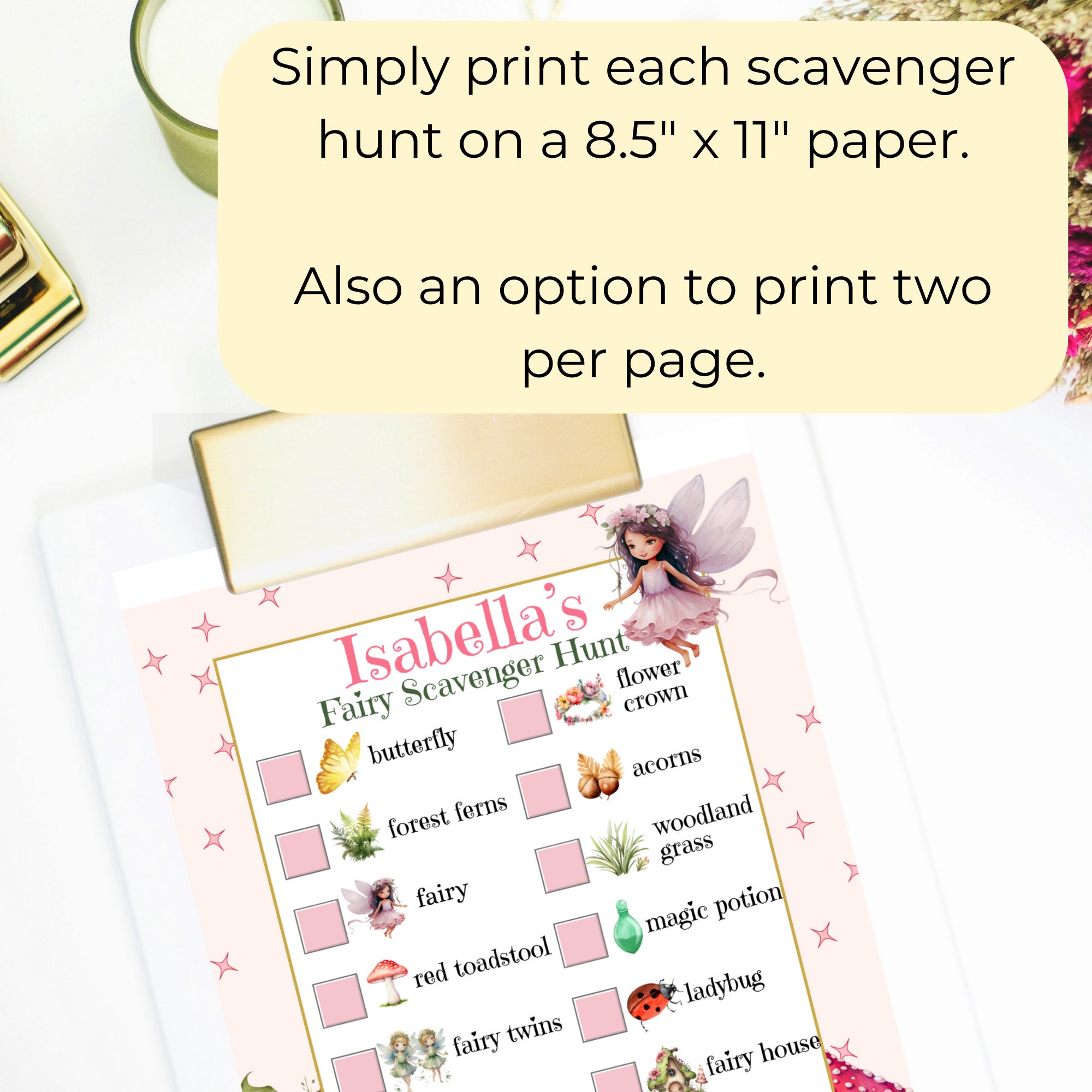 Personalizable Fairy Scavenger Hunt, Printable Fairy Garden Party ...