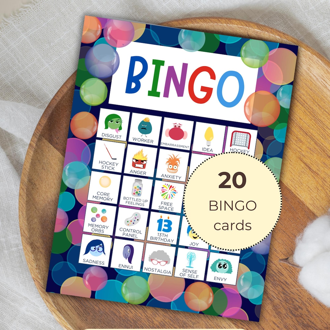 Inside Out 2 Bingo, Printable Inside Out Birthday Game, Inside Out ...