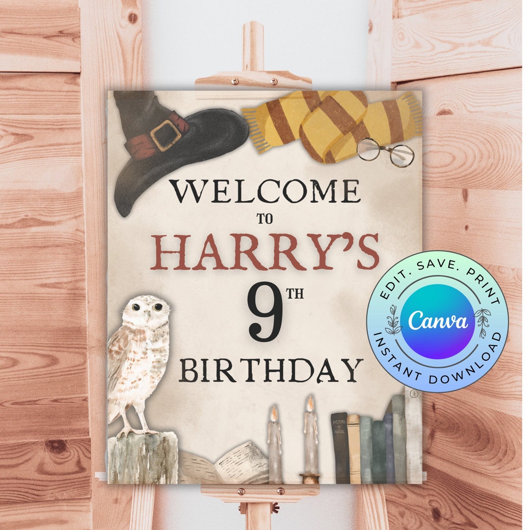 Editable Wizard Birthday Welcome Sign, Printable Wizard Party Welcome ...