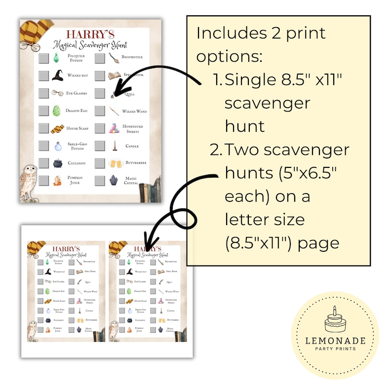 Personalizable Wizard Scavenger Hunt, Printable Magic School Scavenger ...