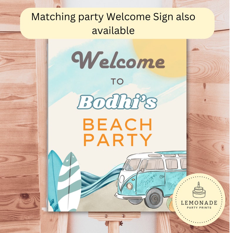 Editable Beach Bash Favor Tag, Printable Surf Birthday Thank You Tag ...