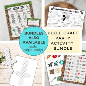 Personalizable Pixel Craft Birthday Party Activity Sheet (digital ...