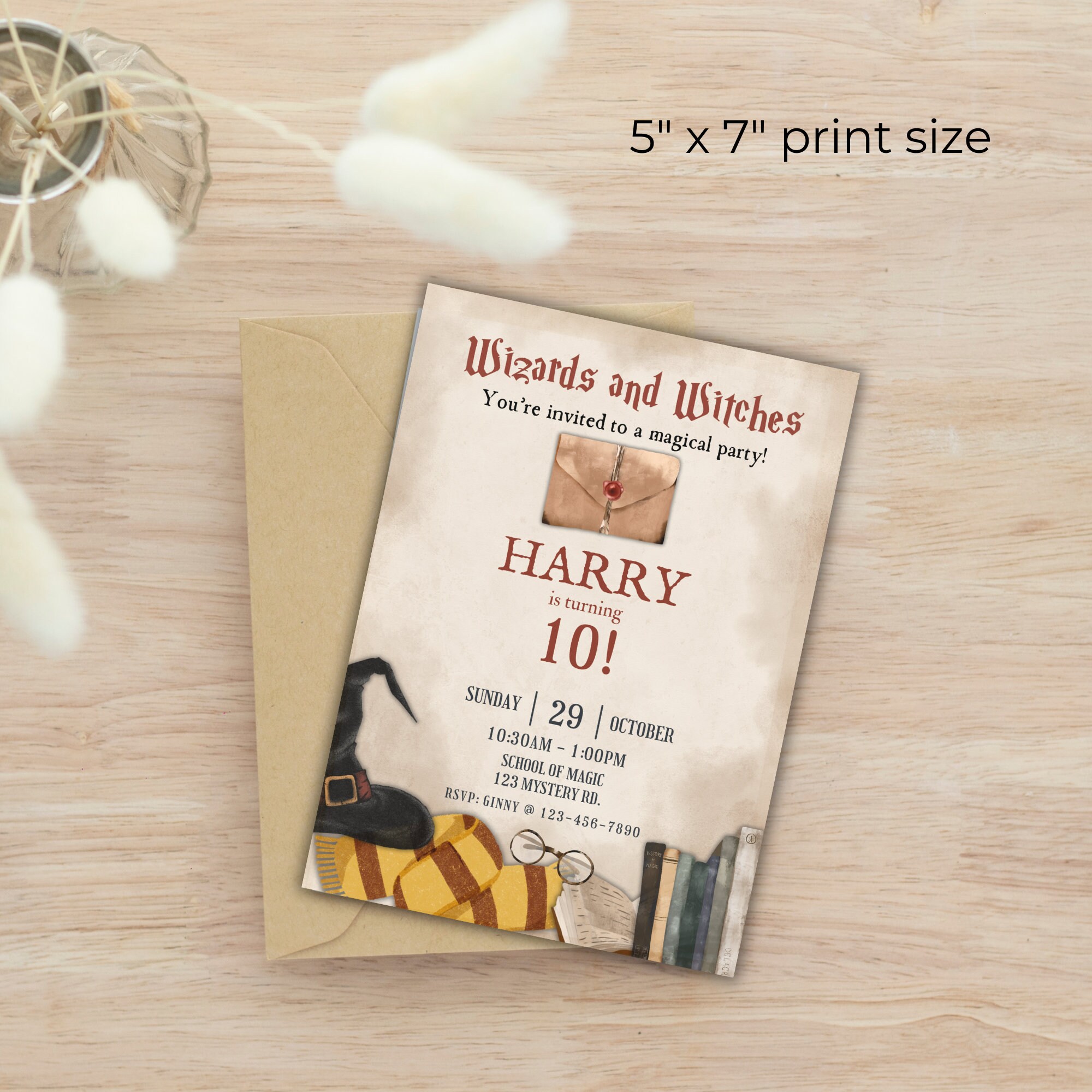 Editable Wizard Invitation, Printable Wizard Birthday Party Invite ...