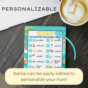 Personalizable Pool Party Scavenger Hunt, Printable Pool Party Activity ...