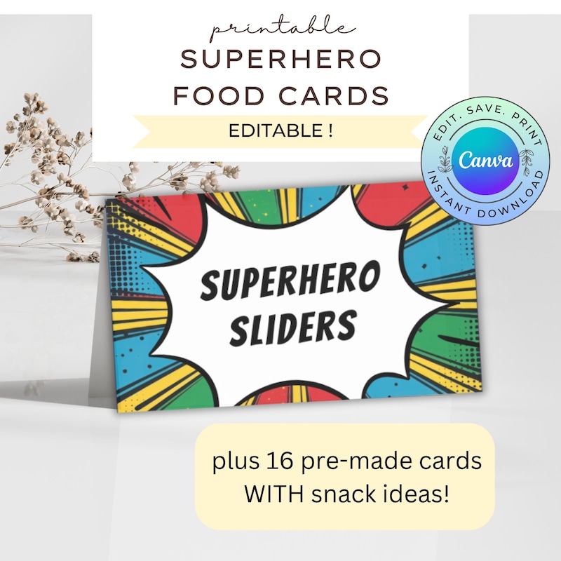 Superhero Food Label - Etsy