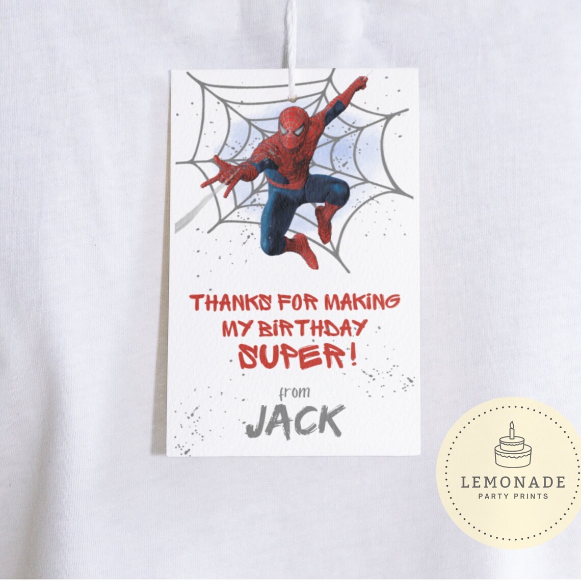 Editable Spiderman Favor Tag, Printable Spider Thank You Tag, Digital ...