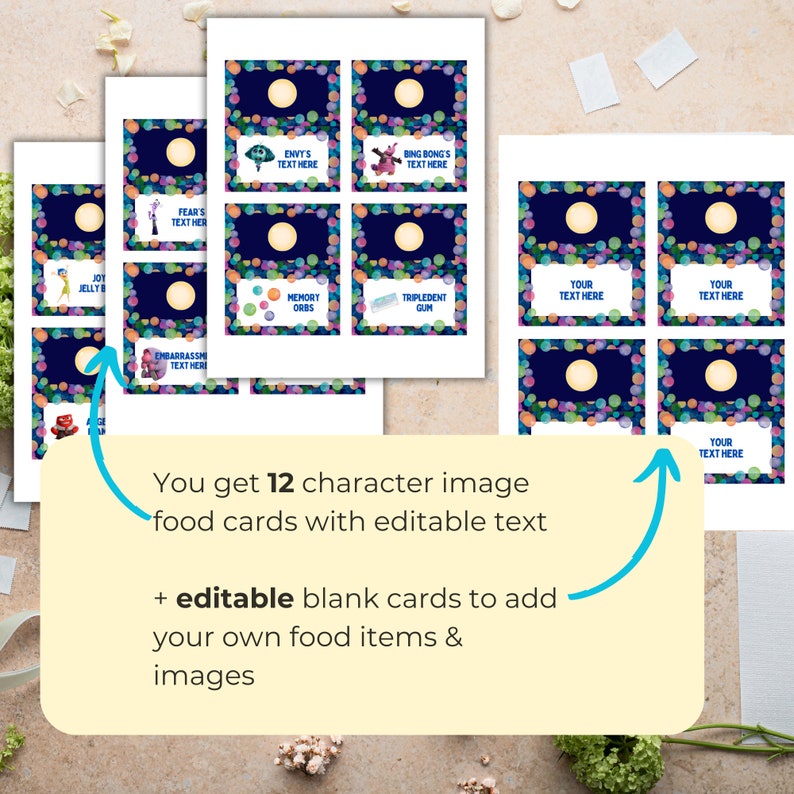 Editable Inside Out Food Cards, Inside Out 2 Food Labels, Inside Out ...