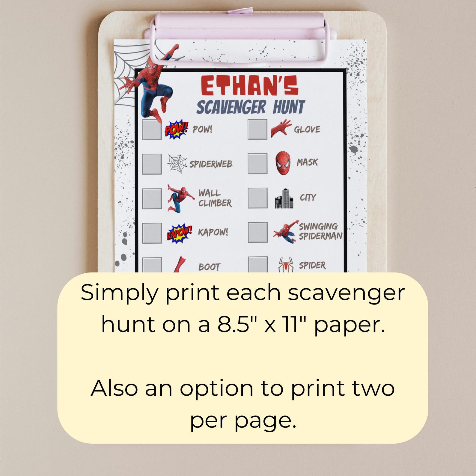 Personalizable Spiderman Scavenger Hunt, Spidey Party Game, Superhero ...