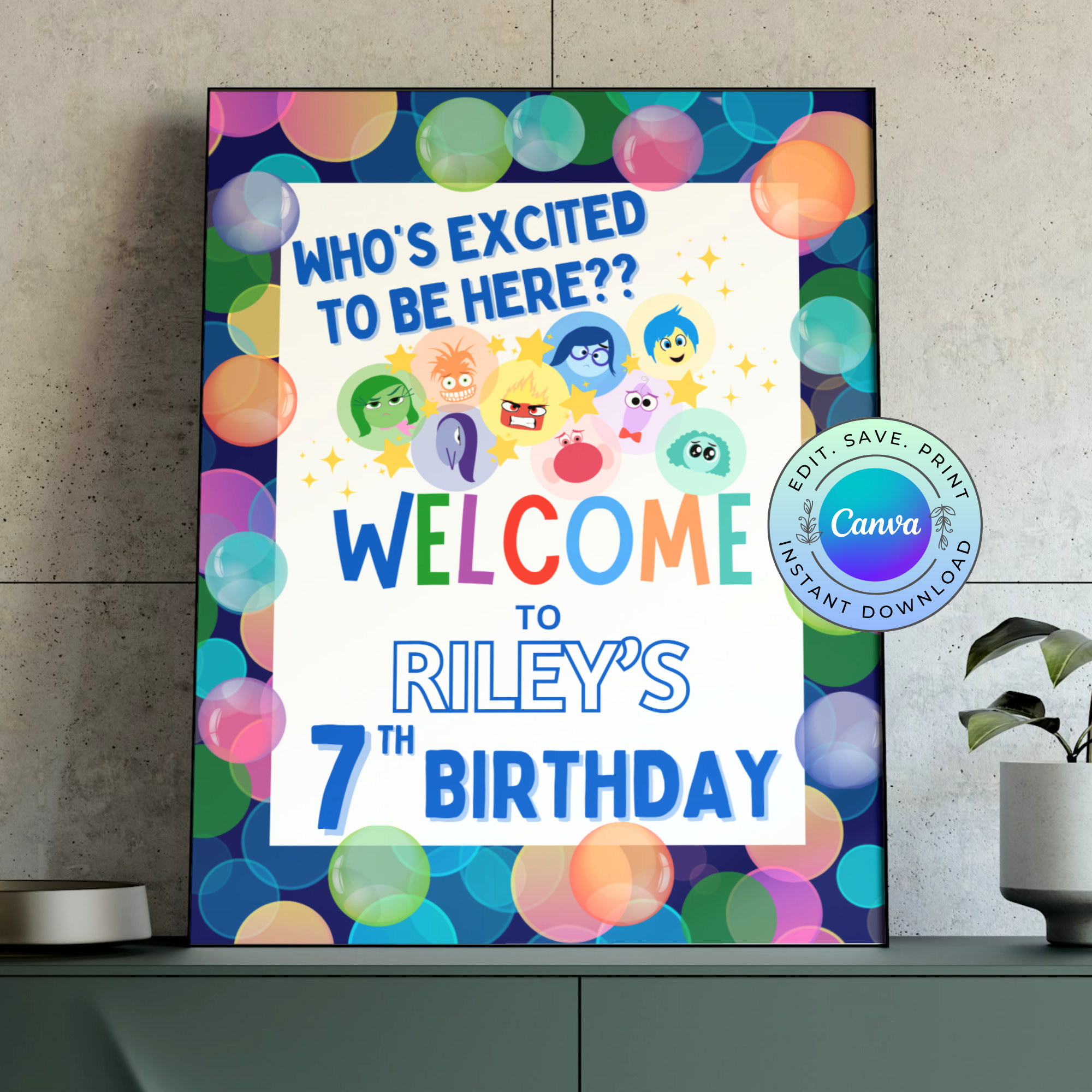 Inside Out 2 Welcome Sign, Editable Inside Out 2 Party Sign, Printable ...