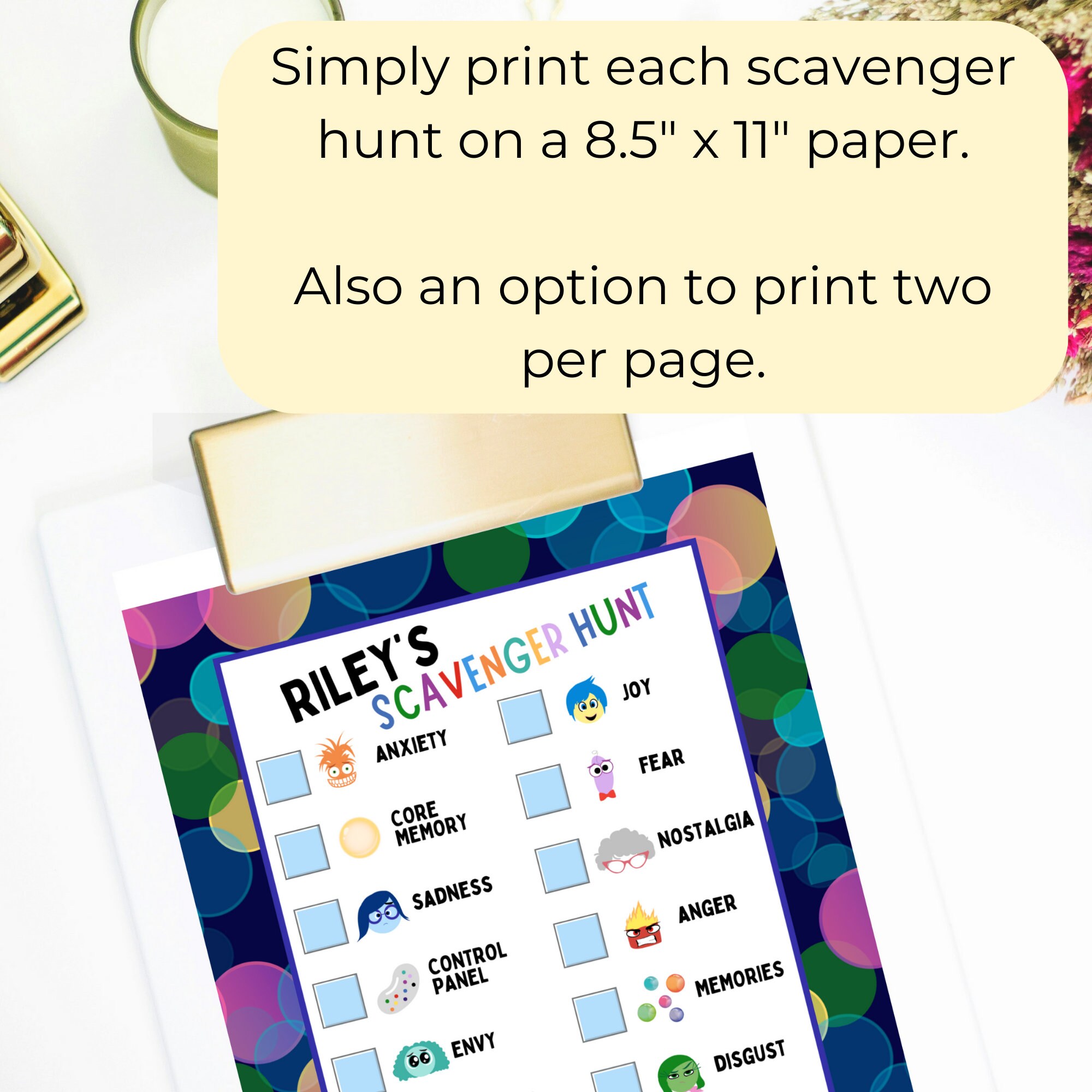 Personalizable Inside Out Scavenger Hunt, Printable Inside Out 2 Party ...