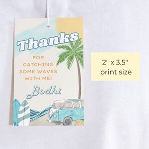 Editable Beach Bash Favor Tag, Printable Surf Birthday Thank You Tag ...
