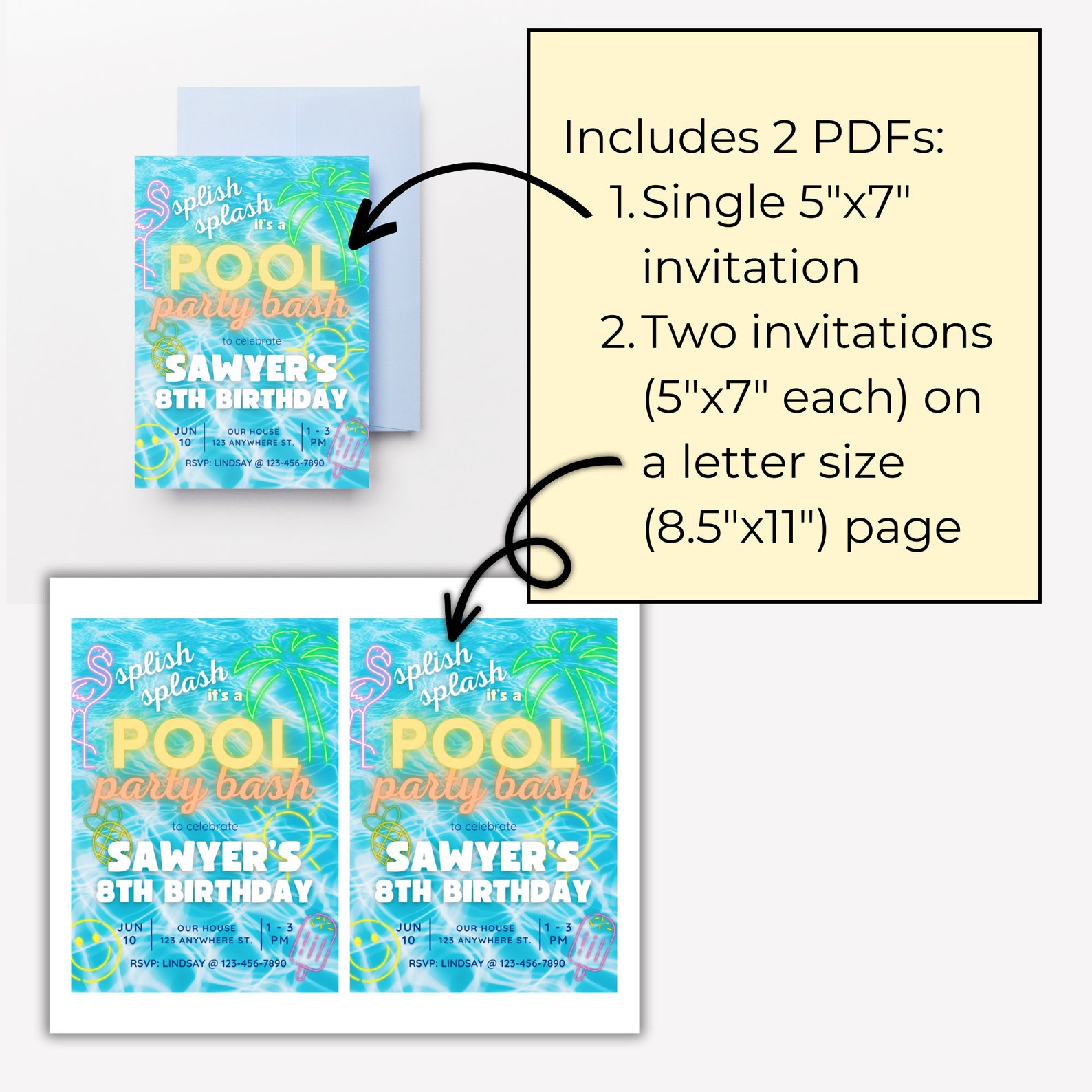 Editable Pool Party Invitation, Printable Pool Party Invite, Summer ...