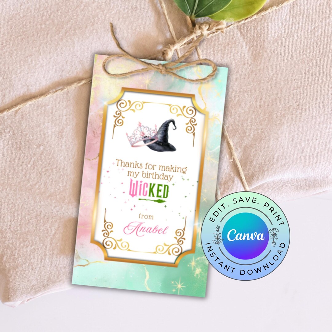 Editable Wicked Thank You Tag, Printable Wicked Favor Tag, Wicked Party ...