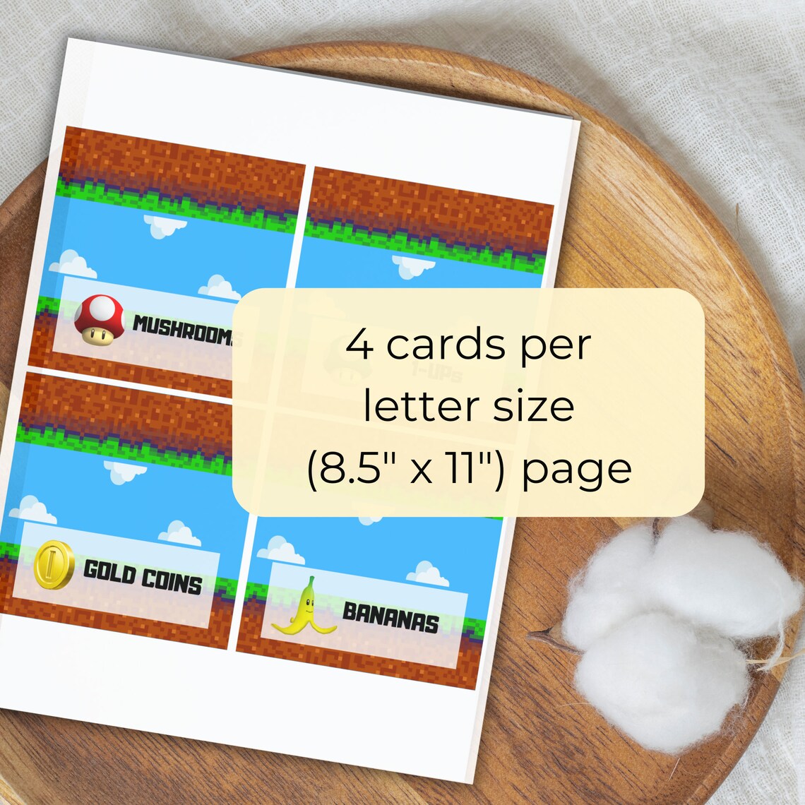 Editable Mario Party Food Label Cards, Printable Mario Food Tents ...