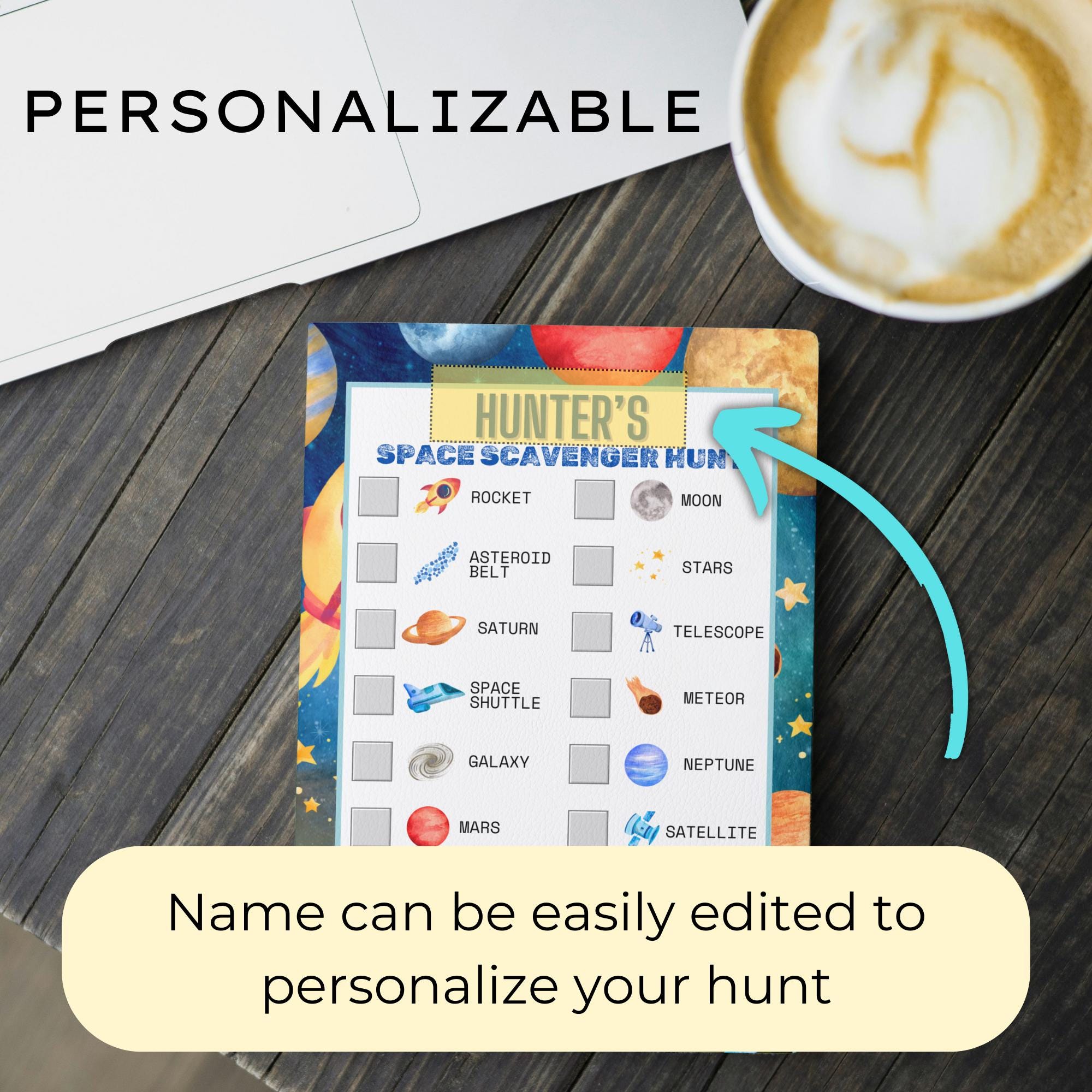 Personalizable Space Scavenger Hunt, Printable Outer Space Party ...