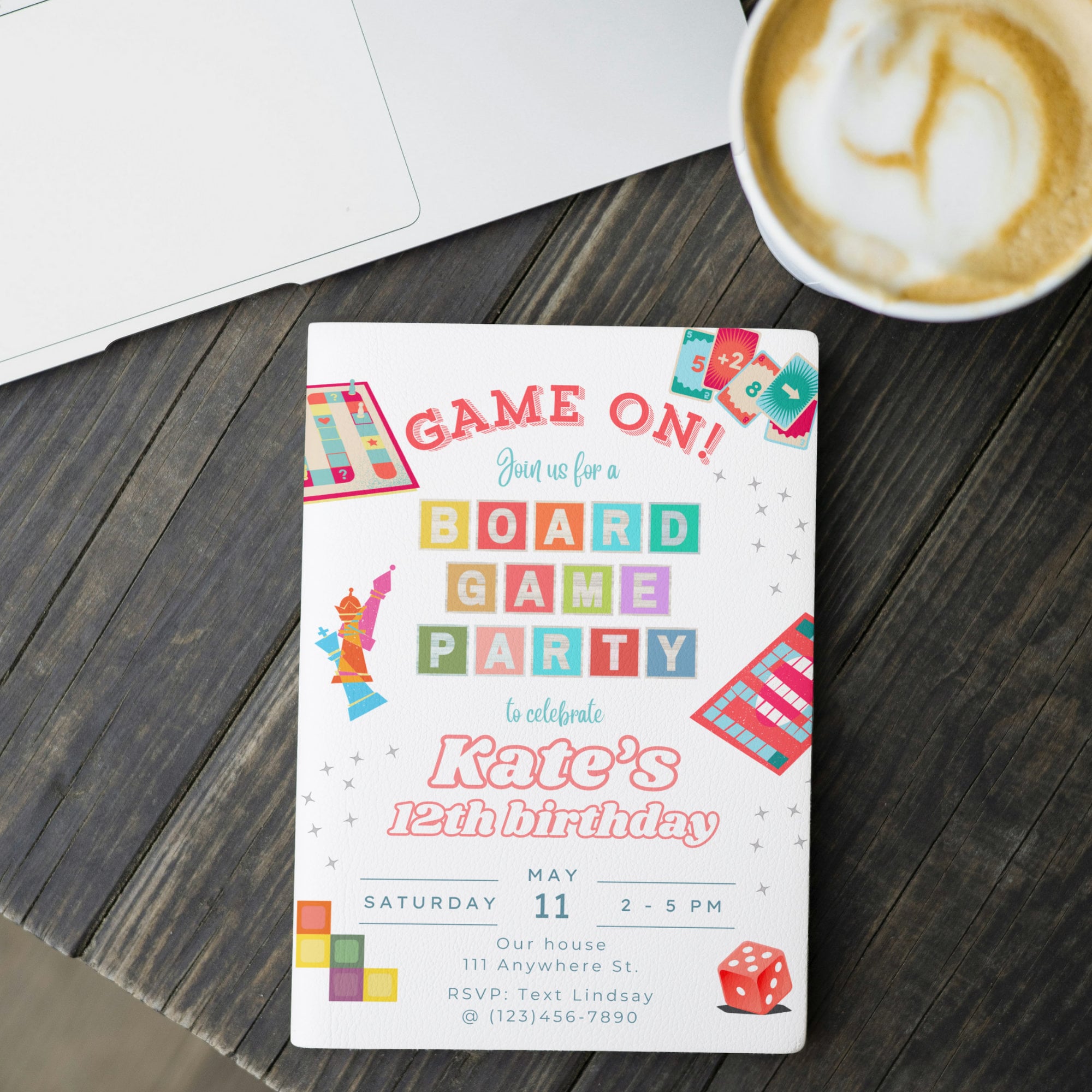 Editable Board Game Party Invitation, Printable Game Night Invite ...