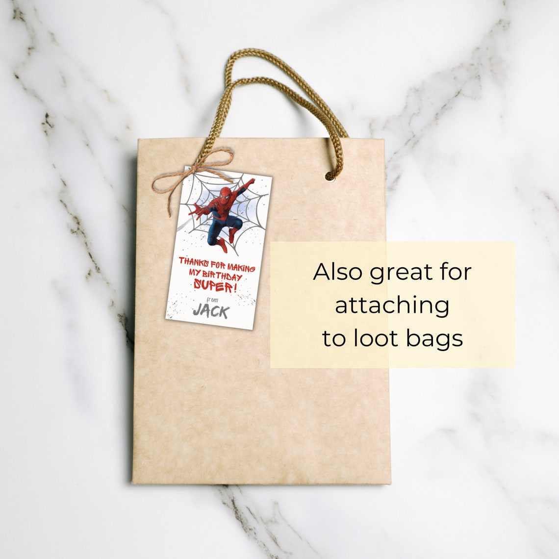 Editable Spiderman Favor Tag, Printable Spider Thank You Tag, Digital ...
