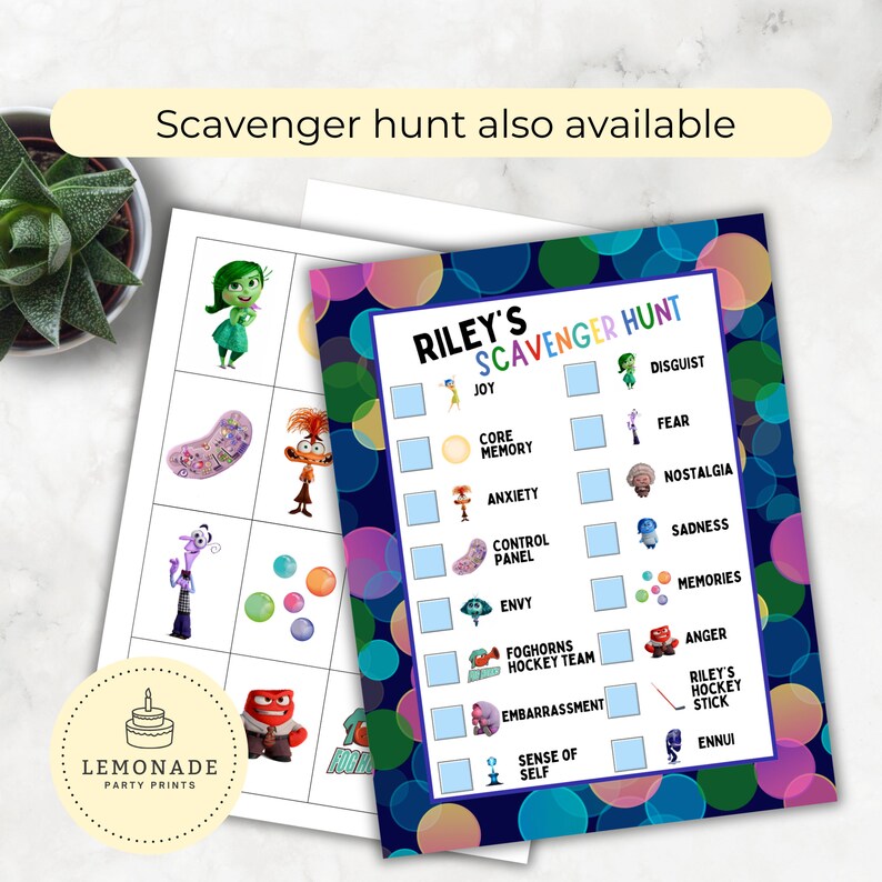 Inside Out 2 Bingo, Printable Inside Out Birthday Game, Inside Out ...