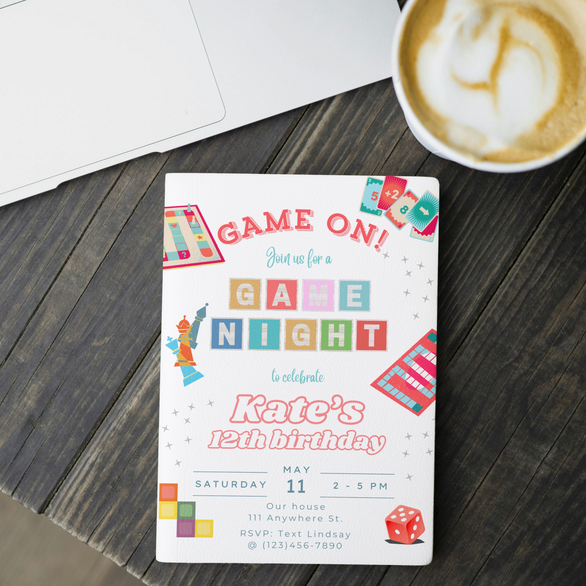 Editable Game Night Invitation, Printable Game Night Invite, Game ...