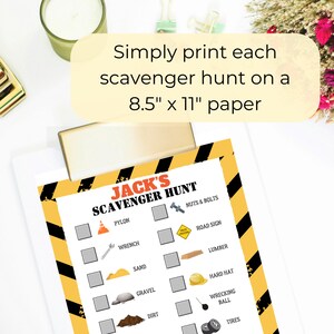 Personalizable Construction Party Scavenger Hunt, Printable ...