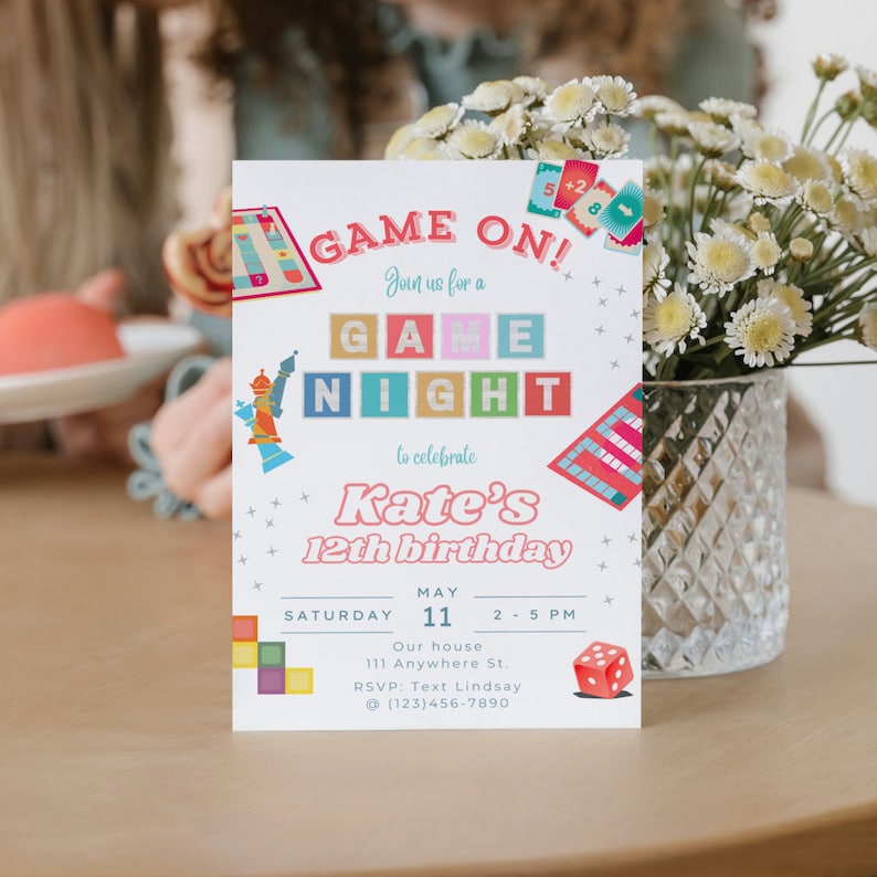 Editable Game Night Invitation, Printable Game Night Party Invite ...