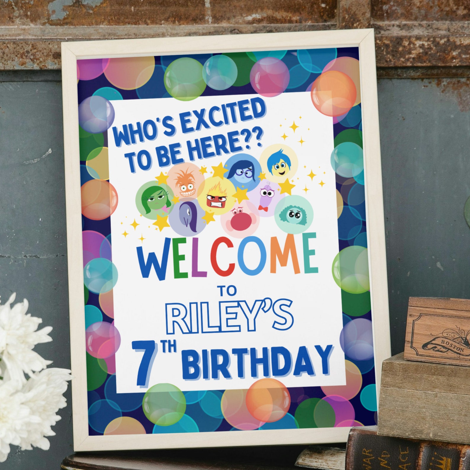 Inside Out 2 Birthday Welcome Sign, Editable Party Decor (digital ...
