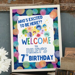 Inside Out 2 Welcome Sign, Editable Inside Out 2 Party Sign, Printable ...