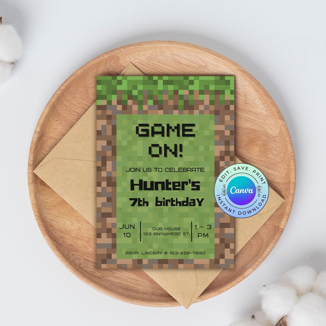 Editable Pixel Video Game Invitation, Printable Video Game Birthday ...