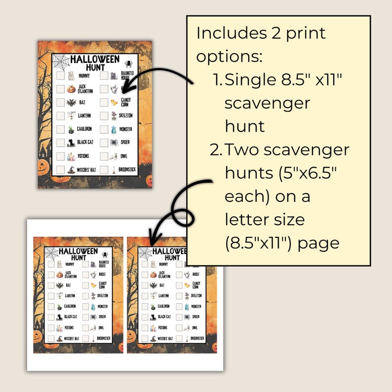 Halloween Scavenger Hunt Printable Halloween Scavenger Hunt Halloween ...