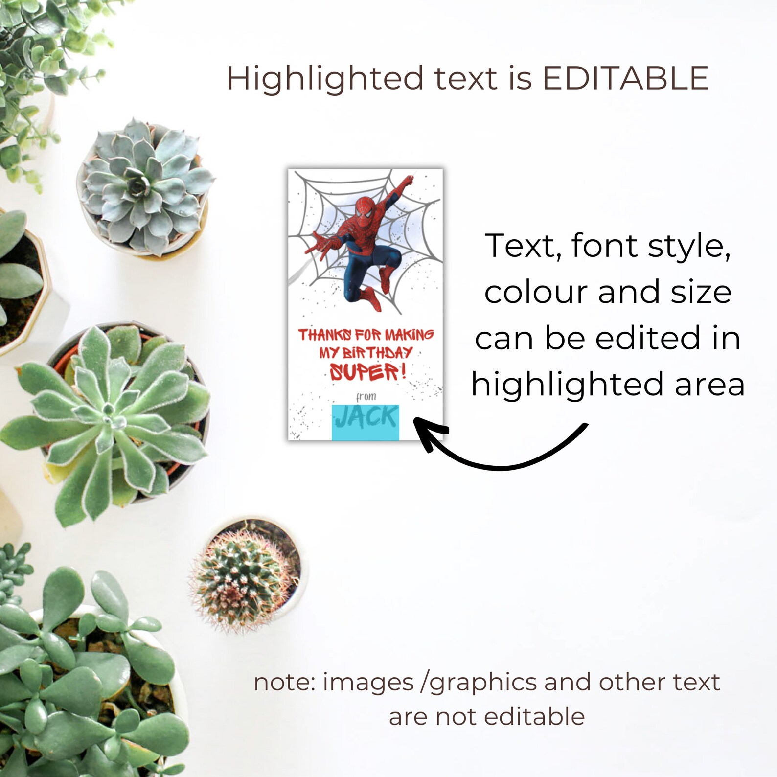 Editable Spiderman Favor Tag, Printable Spider Thank You Tag, Digital ...