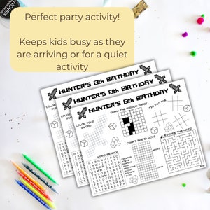 Personalizable Pixel Craft Party Activity, Printable Pixel Craft ...