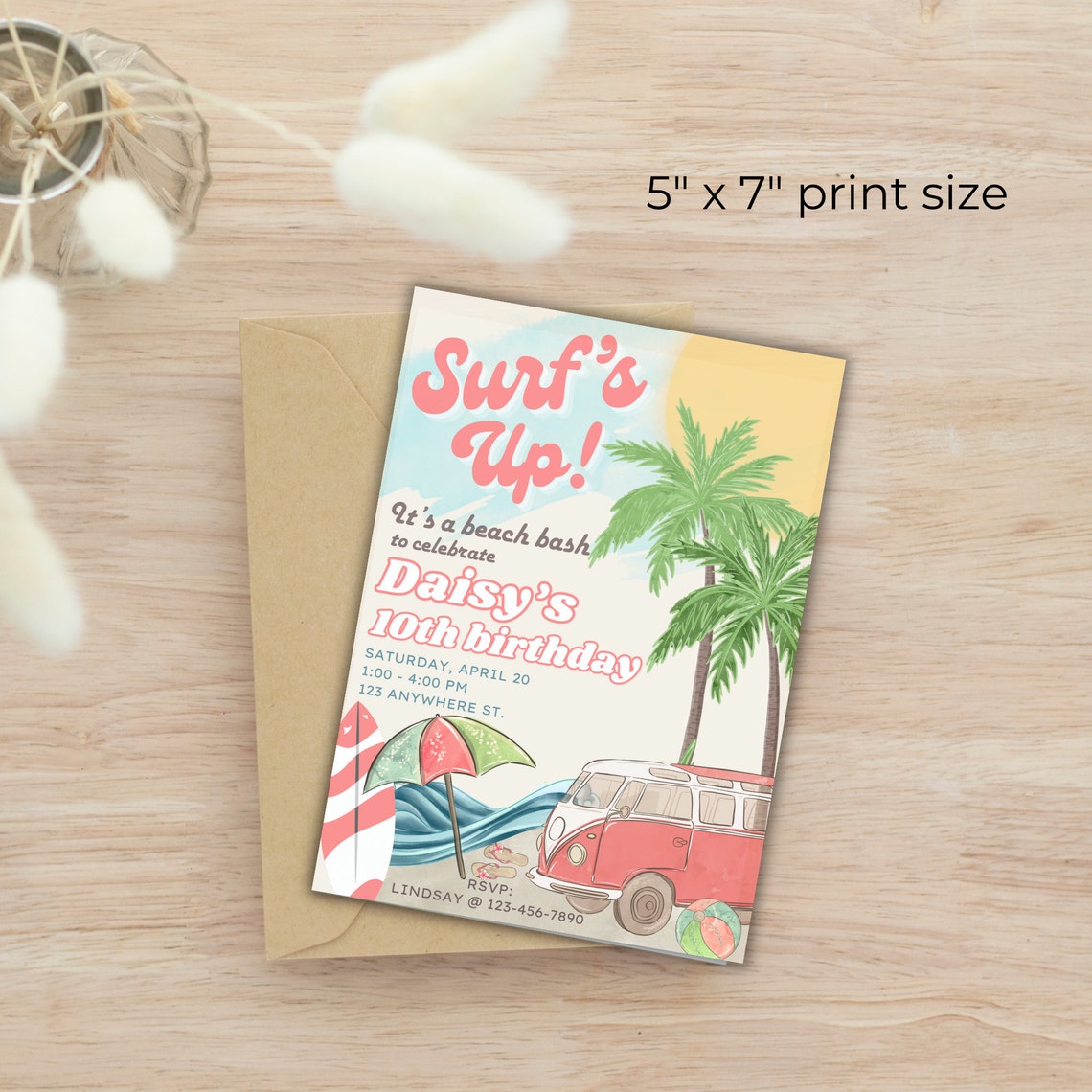 Editable Beach Bash Invitation, Printable Beach Themed Birthday Invite ...