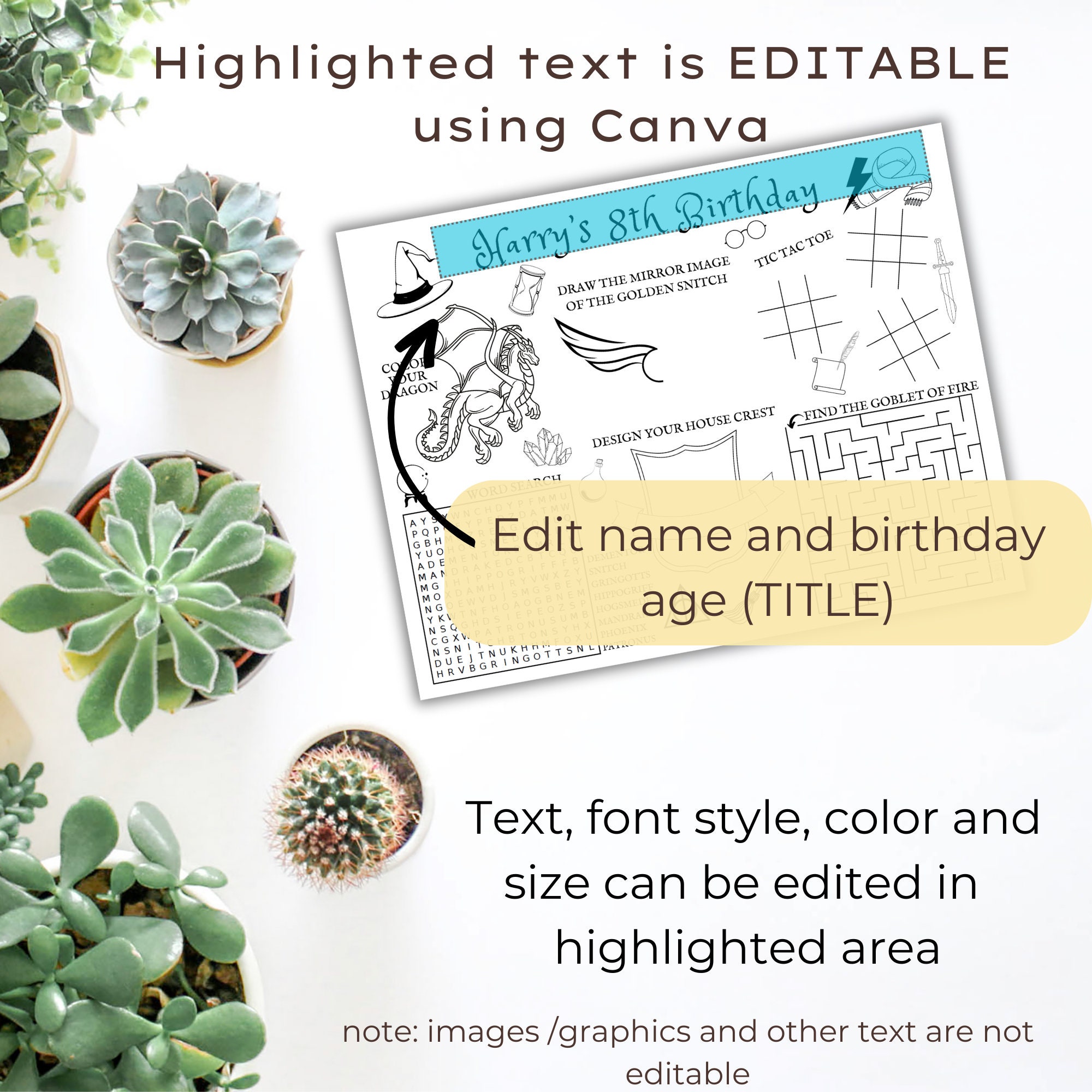 Personalizable Wizard Party Activity, Printable Magic School Activity ...