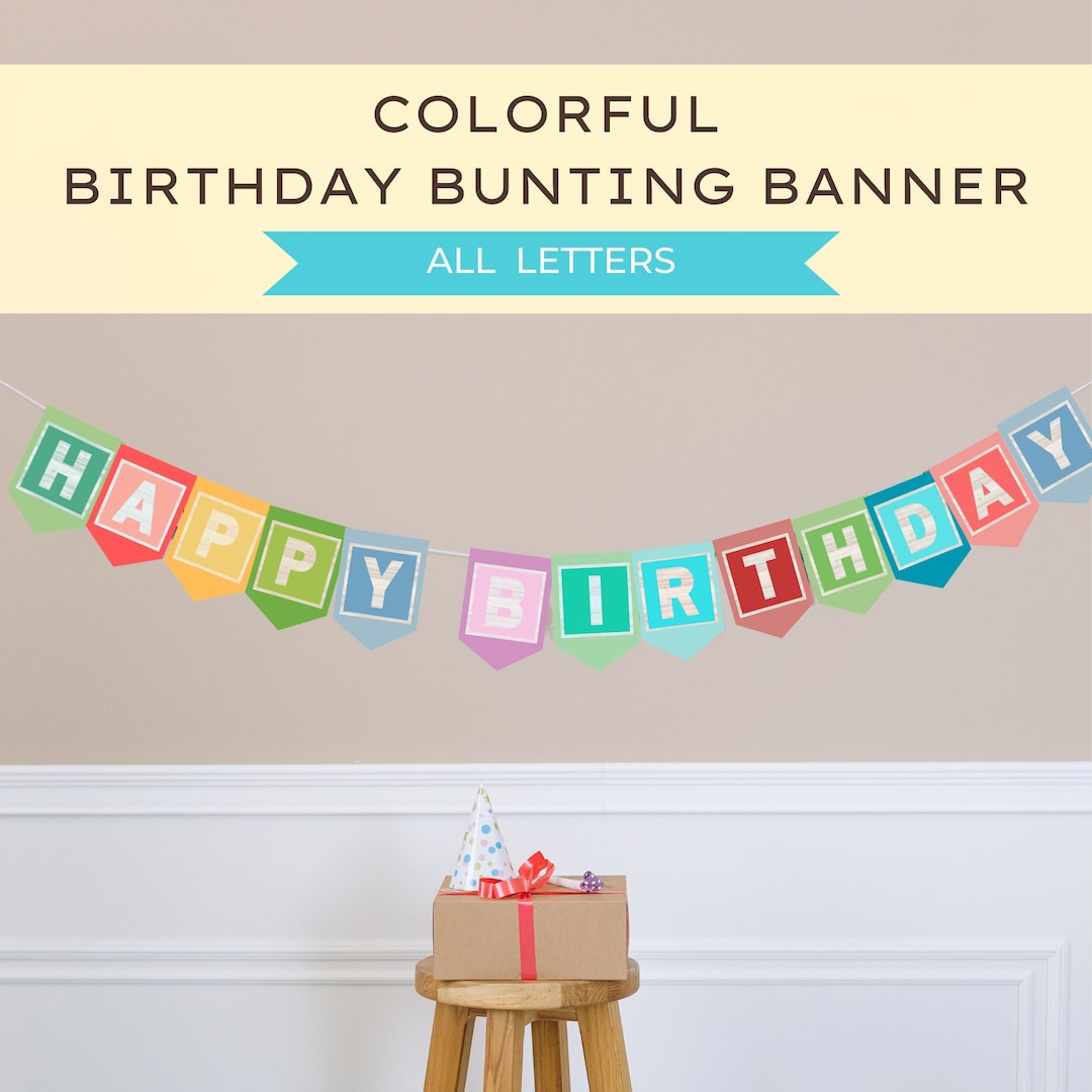 Printable Colorful Birthday Bunting: Board Game Tile Banner (digital ...