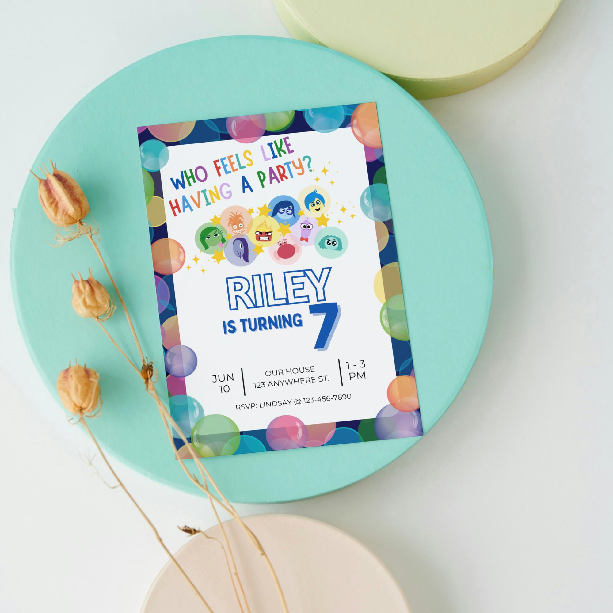 Inside Out Invitation , Editable Inside Out 2 Invite, DIGITAL DOWNLOAD ...